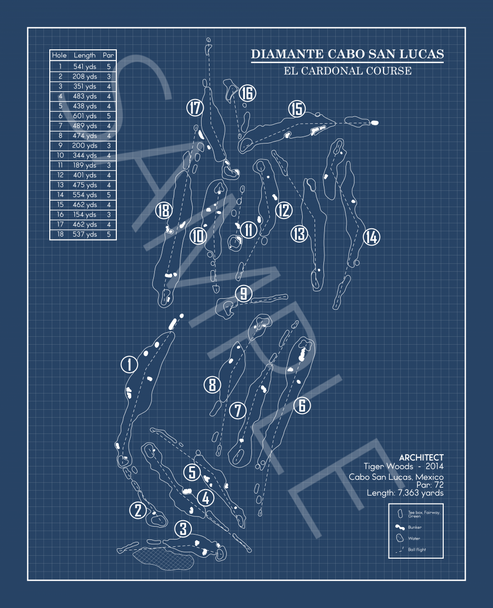 Diamante Cabo San Lucas El Cardonal Course Blueprint (Print ...