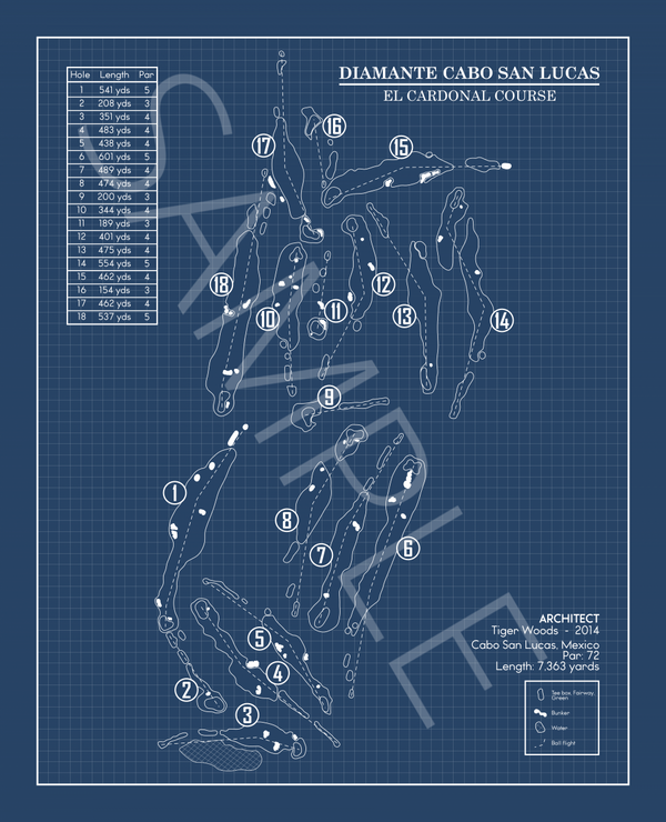 Diamante Cabo San Lucas El Cardonal Course Blueprint (Print ...