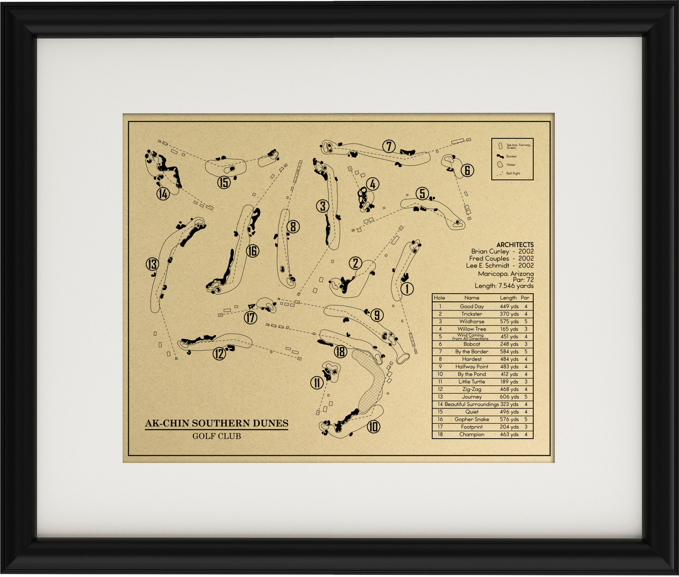 Ak-Chin Southern Dunes Golf Club Outline (Print) – GolfBlueprints