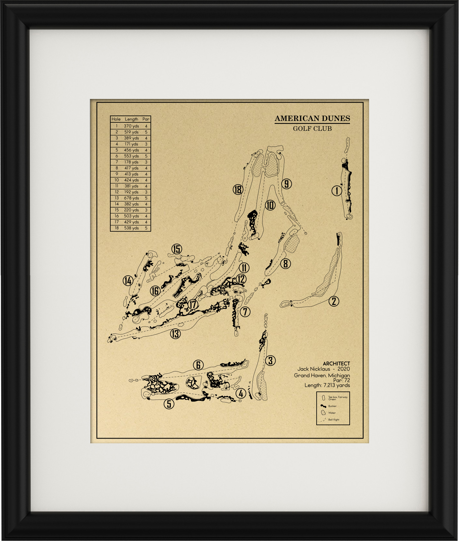 American Dunes Golf Club Outline (Print) – GolfBlueprints
