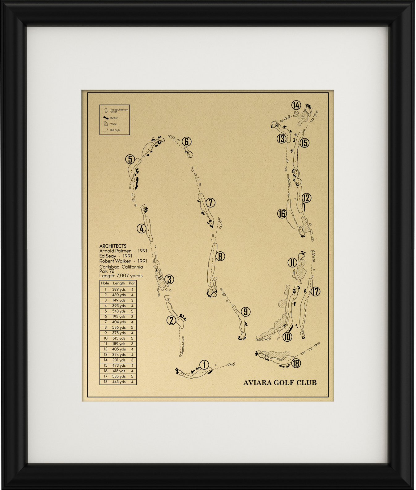 Aviara Golf Club Outline (Print) – GolfBlueprints