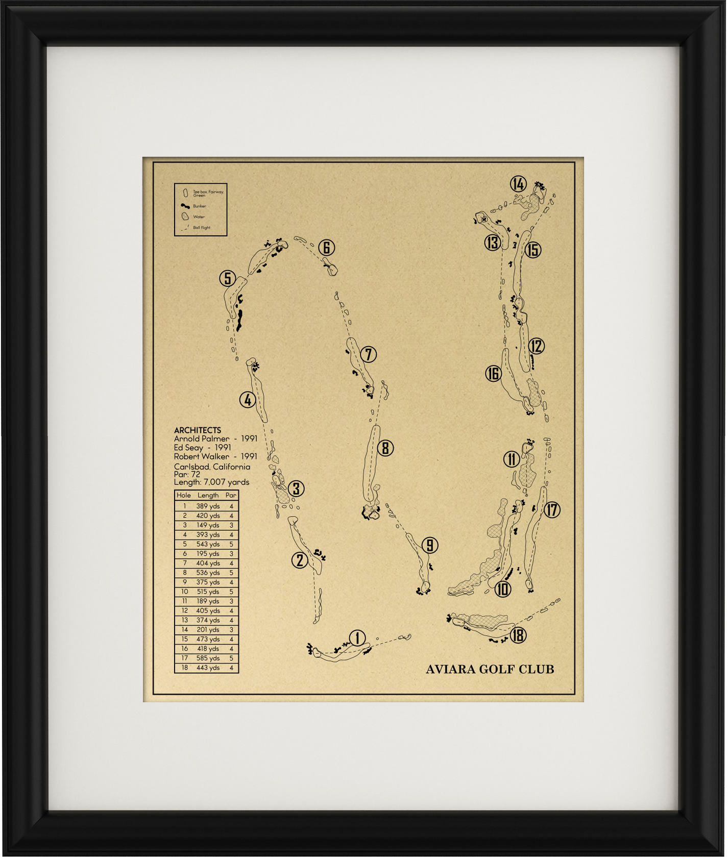 Aviara Golf Club Outline (Print) – GolfBlueprints