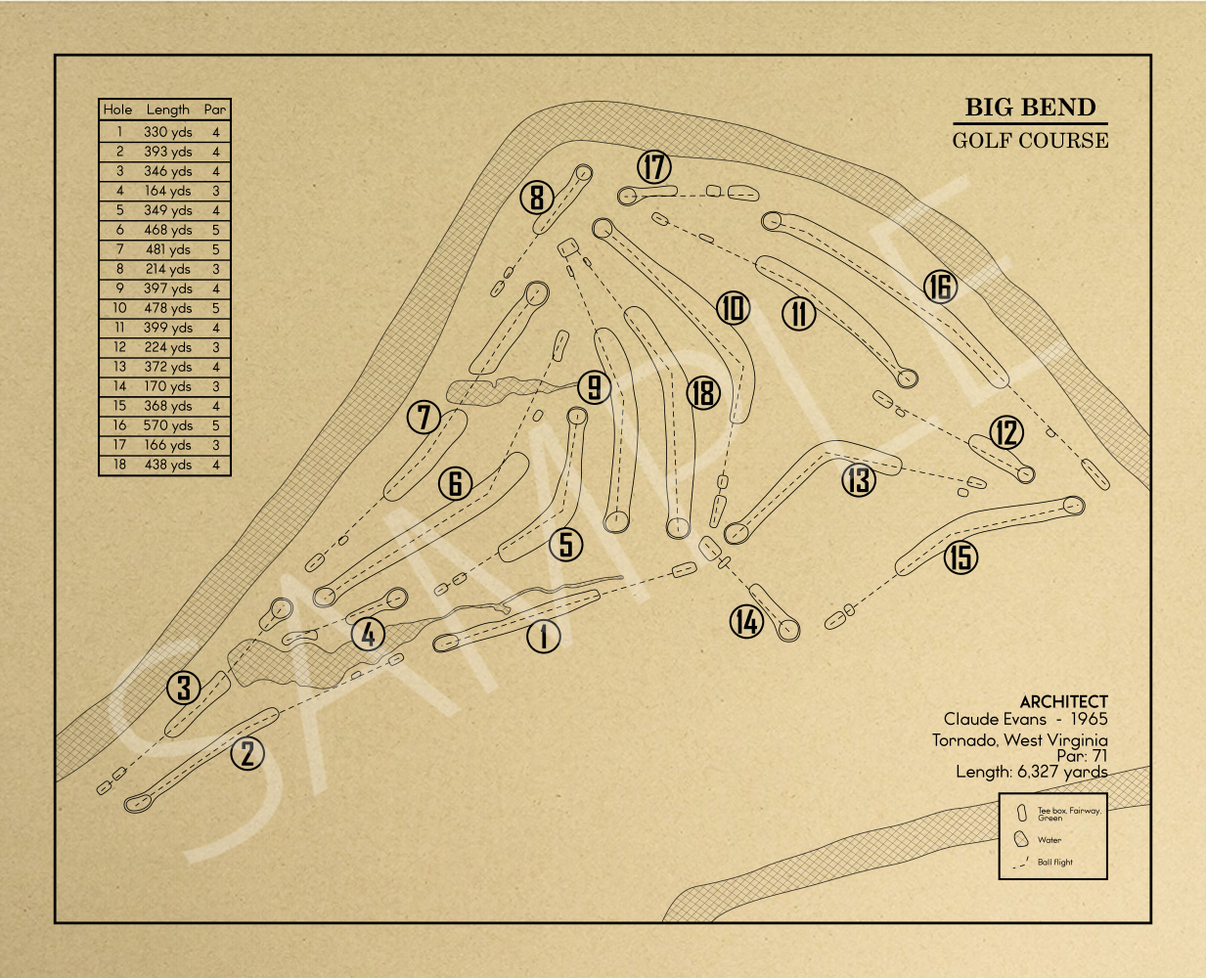 Big Bend Golf Course Outline (Print) – GolfBlueprints