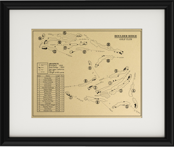 Boulder Ridge Golf Club Outline (Print) – GolfBlueprints