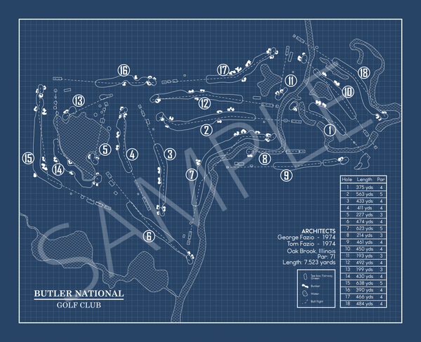 Butler National Golf Club Blueprint (Print) – GolfBlueprints