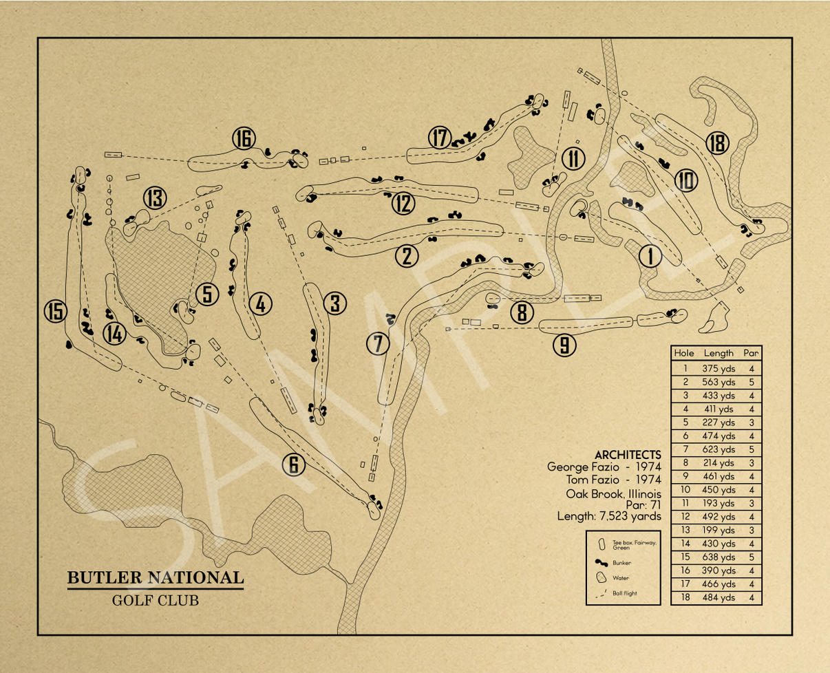 Butler National Golf Club Outline (Print) – GolfBlueprints