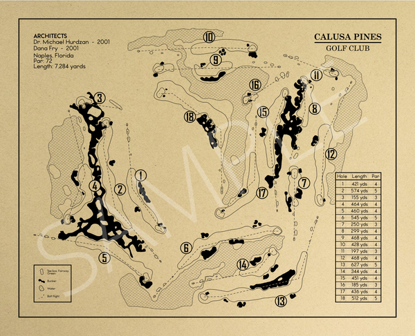 Calusa Pines Golf Club Outline (Print) – GolfBlueprints