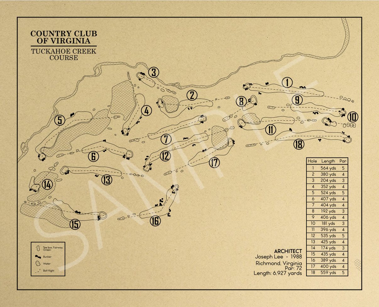 Country Club of Virginia Tuckahoe Creek Course Outline (Print ...