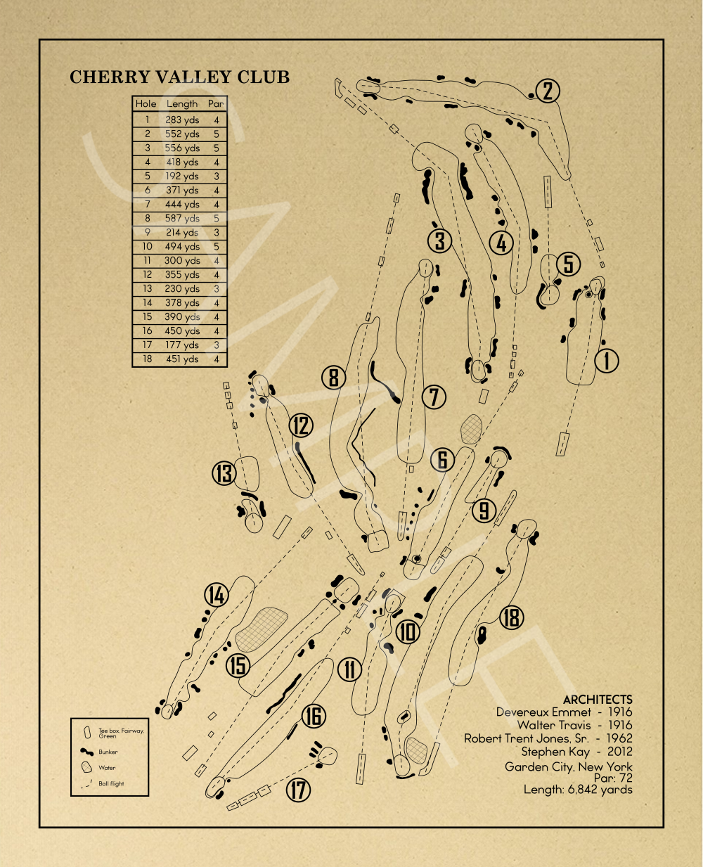 Cherry Valley Club Outline (Print) – GolfBlueprints