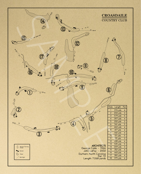 Croasdaile Country Club Outline (Print) – GolfBlueprints