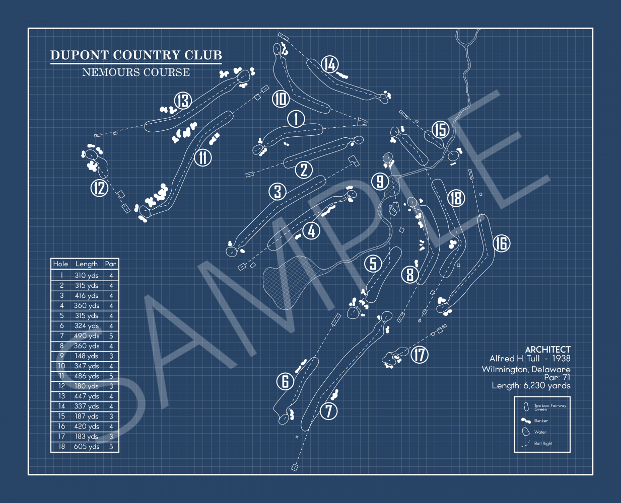 DuPont Country Club Nemours Course Blueprint (Print) – GolfBlueprints