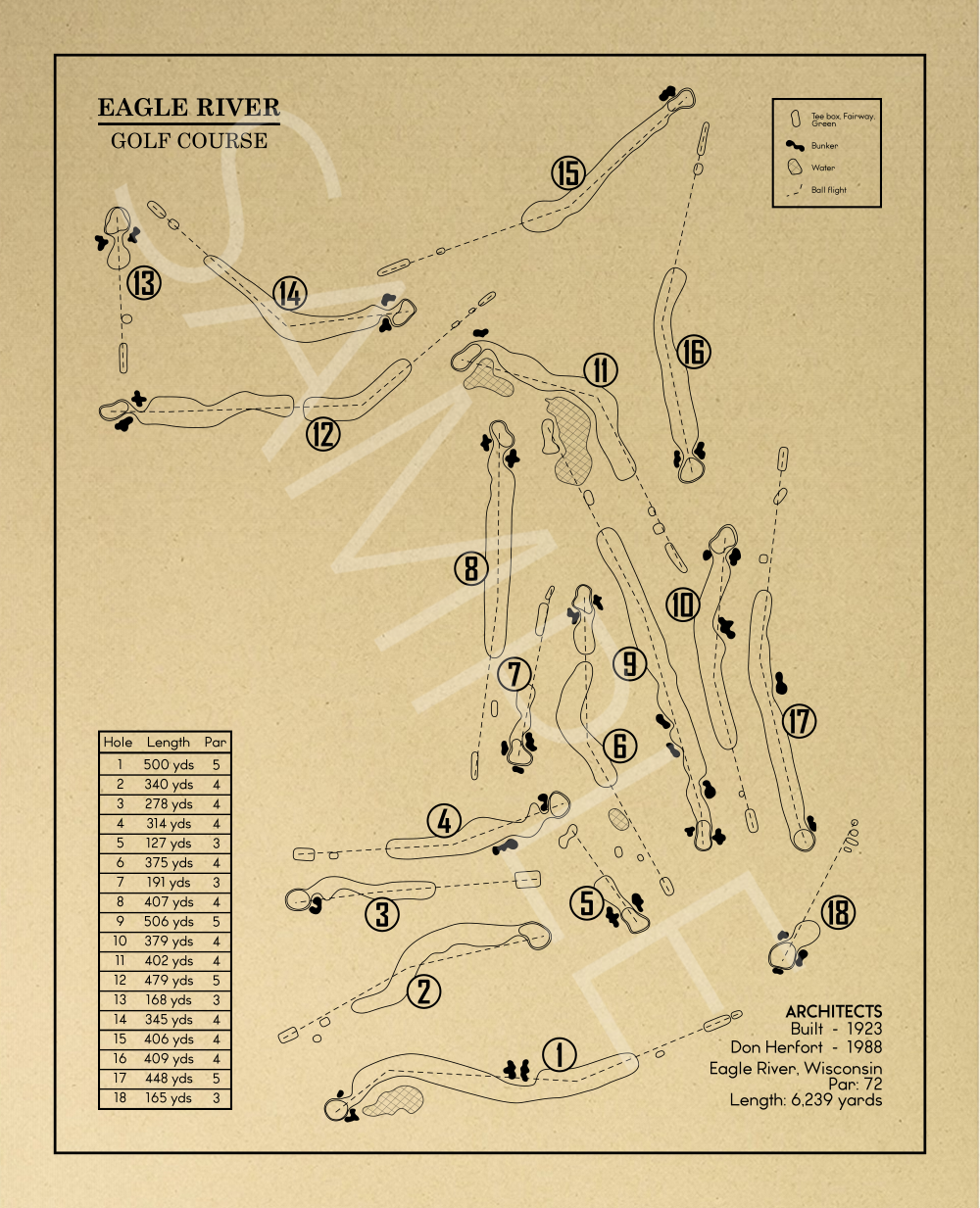 Eagle River Golf Course Outline (Print) – GolfBlueprints