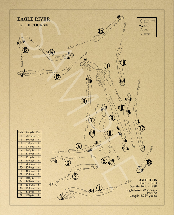 Eagle River Golf Course Outline (Print) – GolfBlueprints