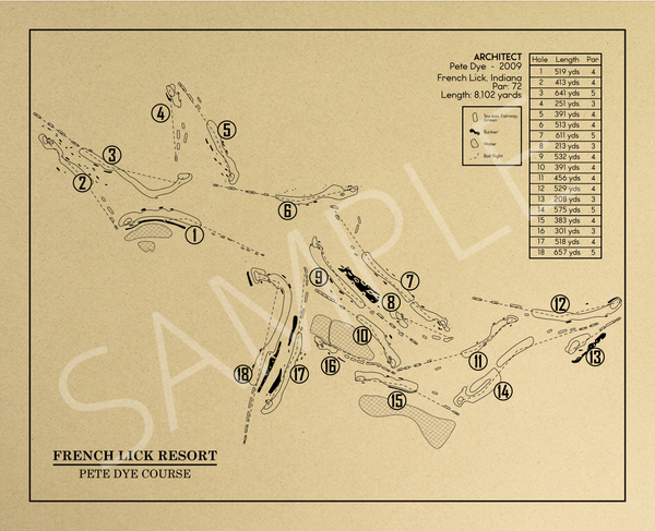 French Lick Resort Pete Dye Course Outline (Print) – GolfBlueprints