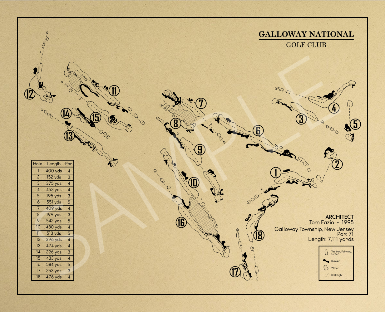 Galloway National Golf Club Outline (Print) – GolfBlueprints