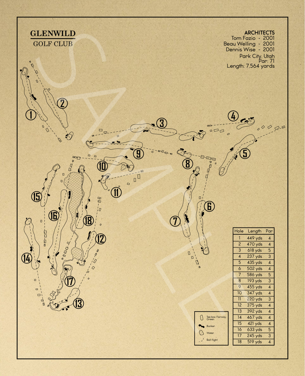 Glenwild Golf Club Outline (Print) – GolfBlueprints