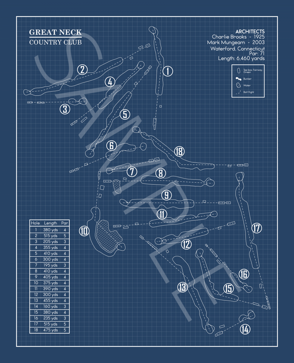 Great Neck Country Club Blueprint (Print) – GolfBlueprints