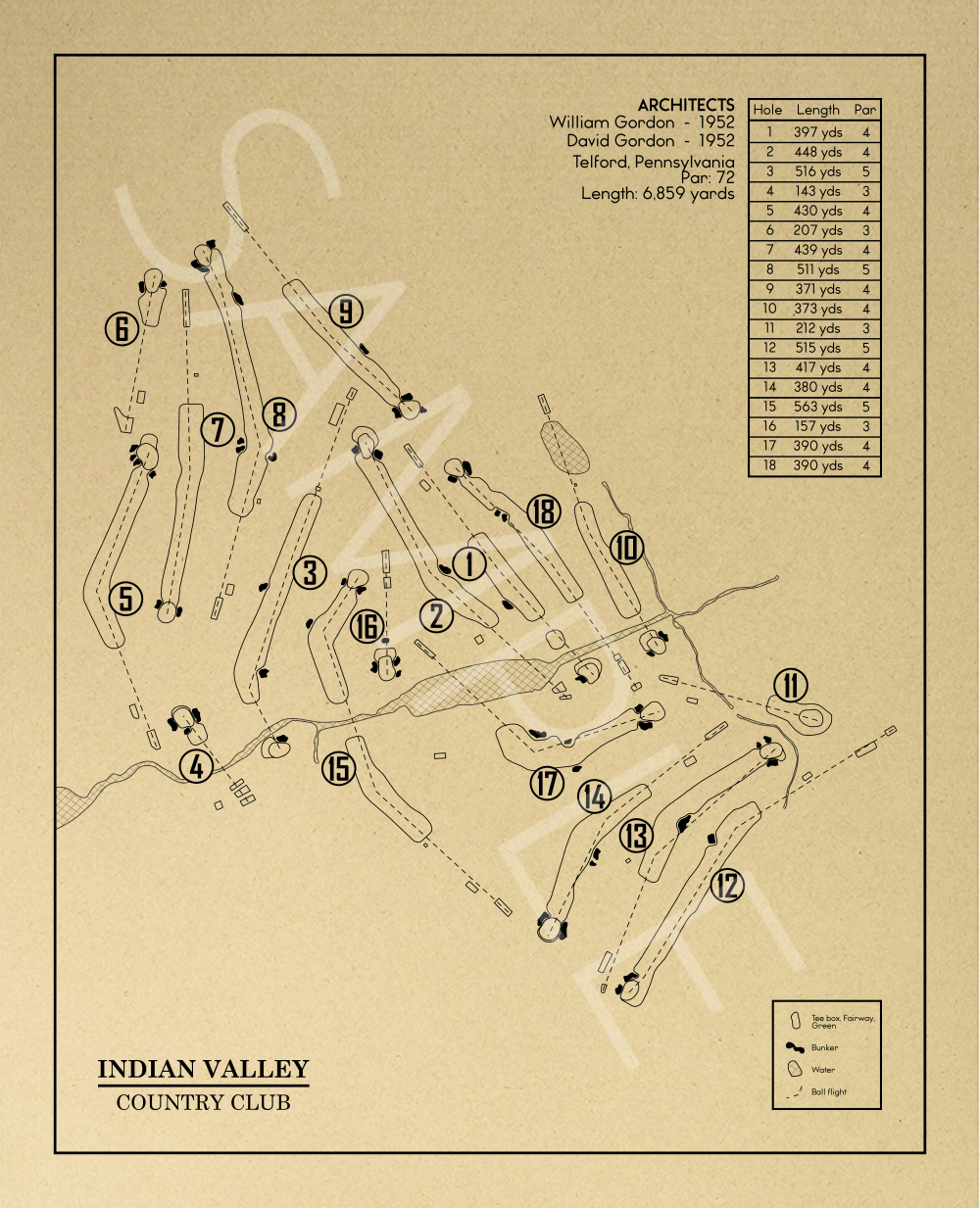 Indian Valley Country Club Outline (Print) – GolfBlueprints