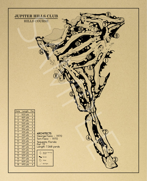 Jupiter Hills Club Hills Course Outline (Print) – GolfBlueprints