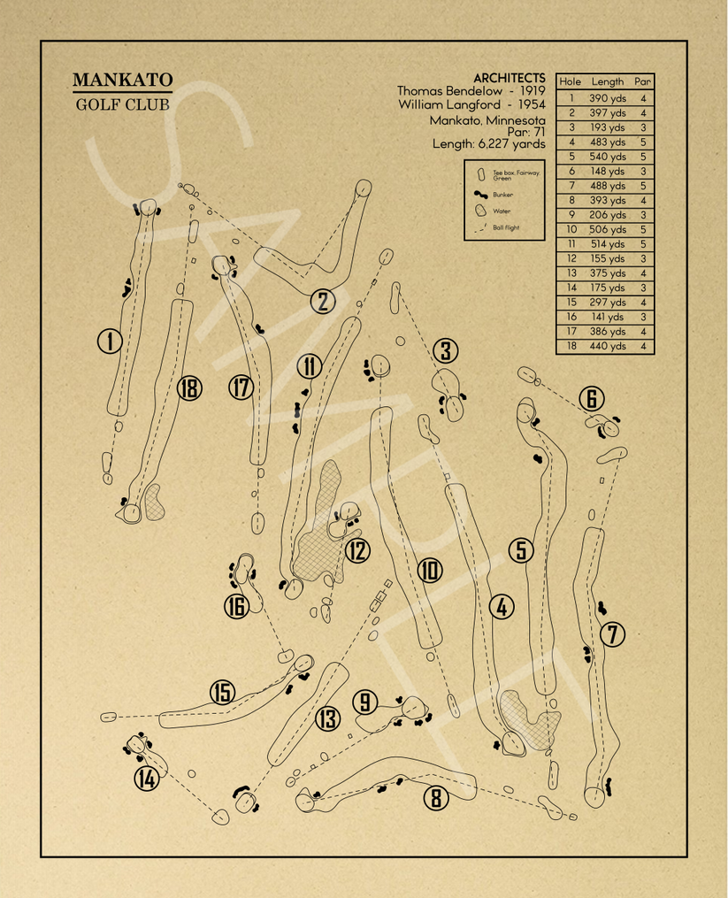 Mankato Golf Club Outline (Print) – GolfBlueprints