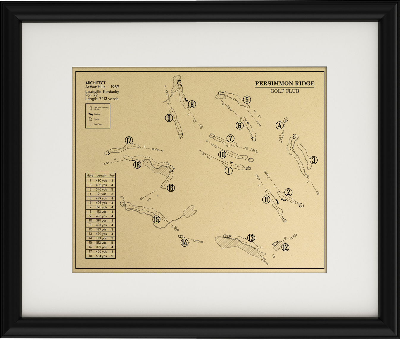 Persimmon Ridge Golf Club Outline (Print) – GolfBlueprints