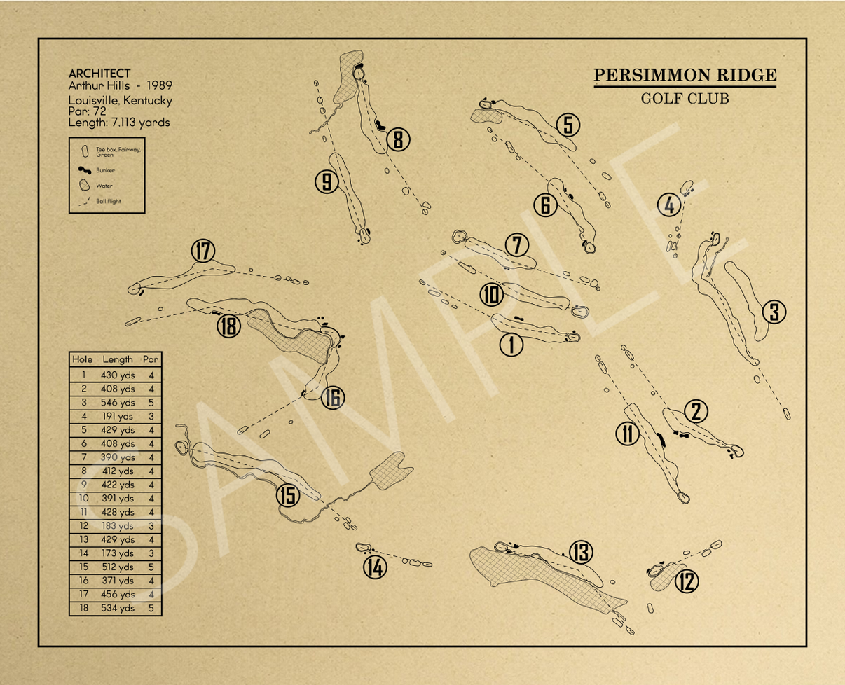 Persimmon Ridge Golf Club Outline (Print) – GolfBlueprints
