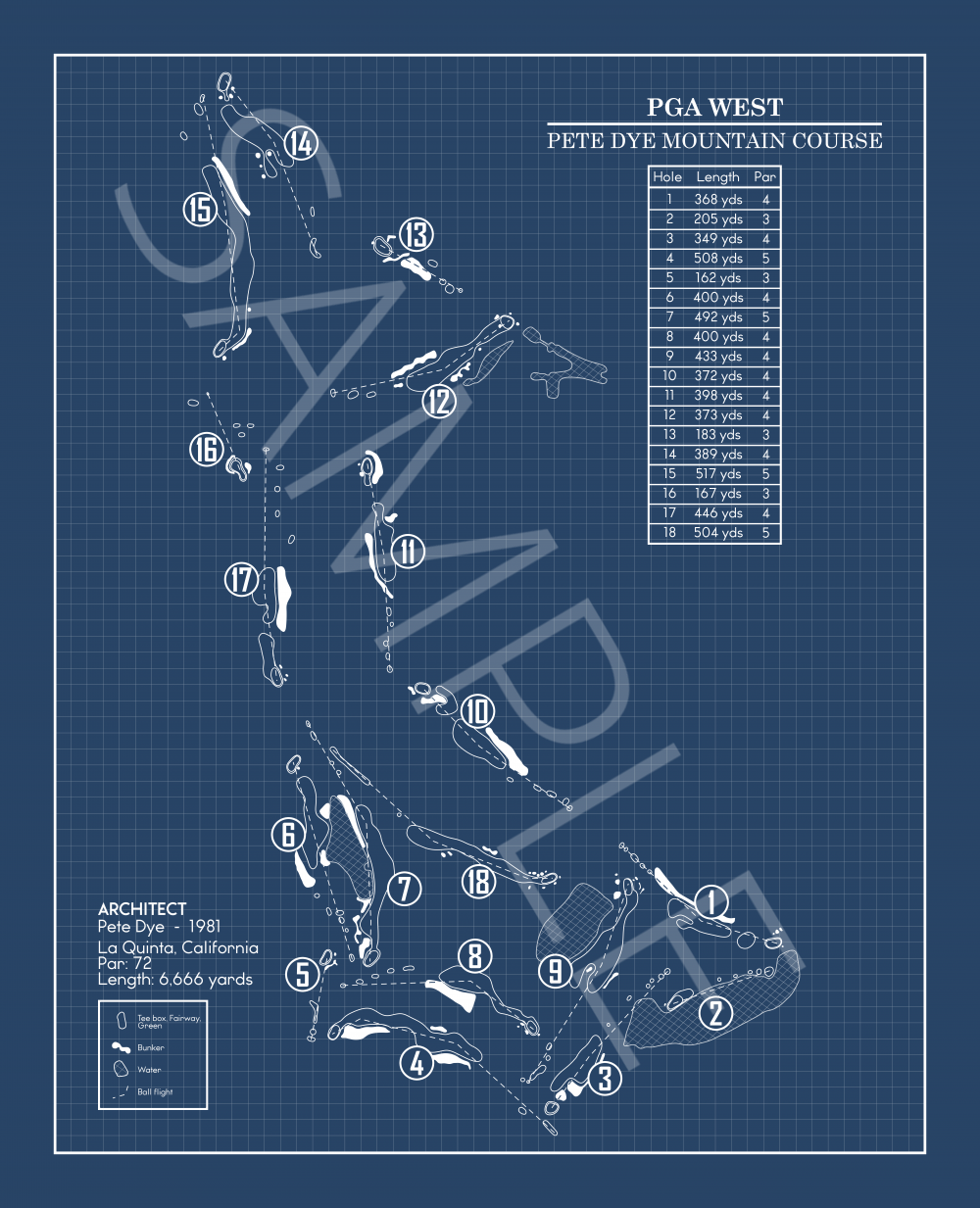 PGA West Pete Dye Mountain Course Blueprint (Print) – GolfBlueprints