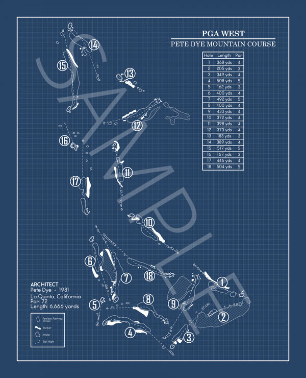 PGA West Pete Dye Mountain Course Blueprint (Print) – GolfBlueprints