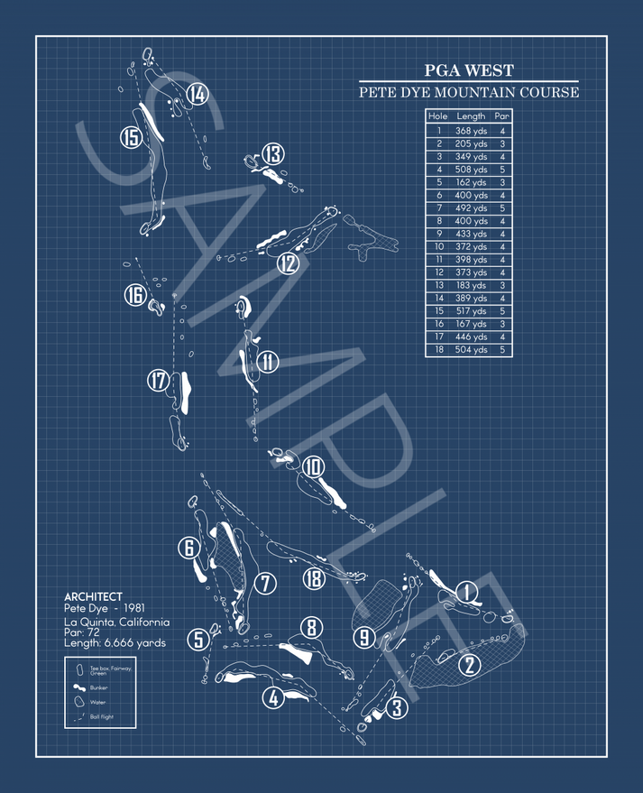PGA West Pete Dye Mountain Course Blueprint (Print) – GolfBlueprints