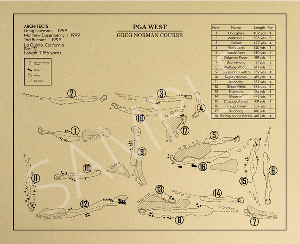 PGA West Greg Norman Course Outline (Print) – GolfBlueprints