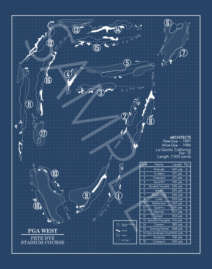 PGA West Pete Dye Stadium Course Blueprint (Print) – GolfBlueprints