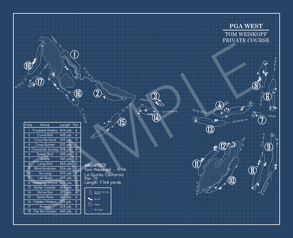 PGA West Tom Weiskopf Private Course Blueprint (Print) – GolfBlueprints