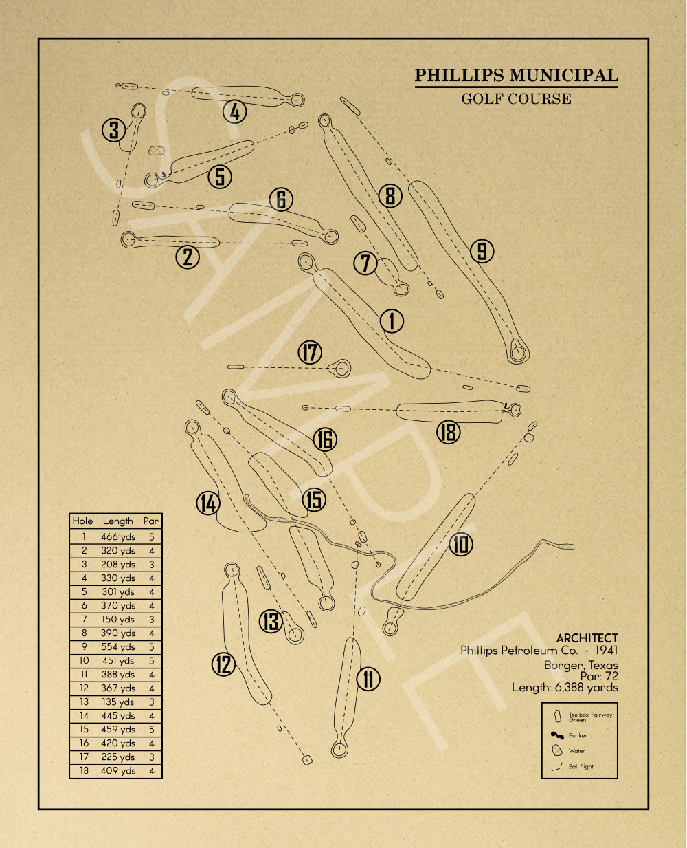Phillips Municipal Golf Course Outline (Print) – GolfBlueprints