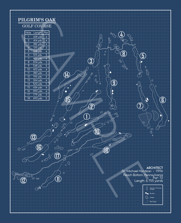 Pilgrim's Oak Golf Course Blueprint (Print) – GolfBlueprints