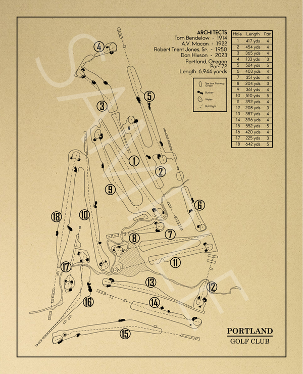 Portland Golf Club Outline (Print) – GolfBlueprints