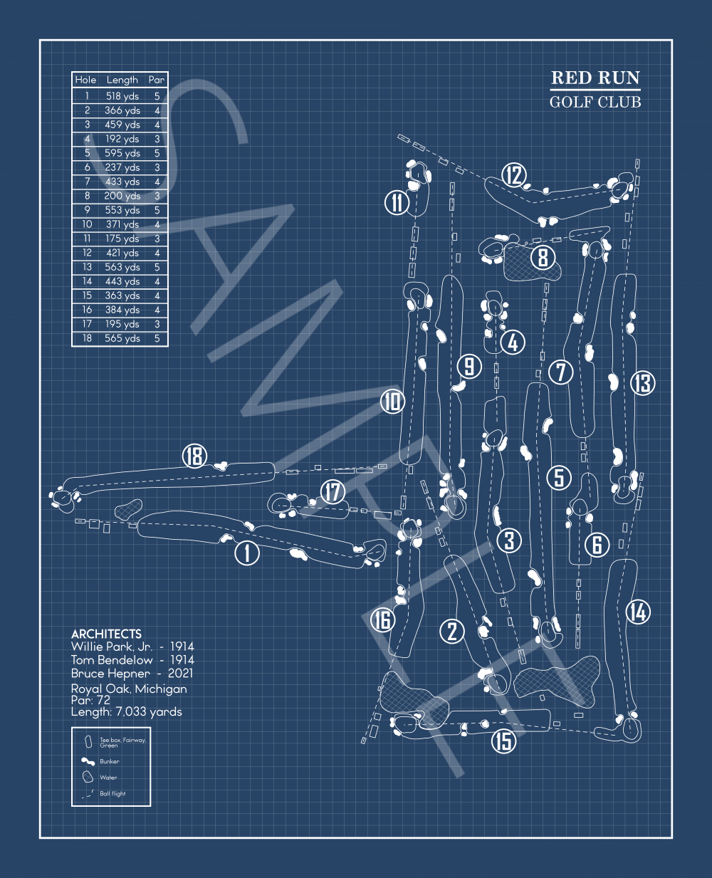 Red Run Golf Club Blueprint (Print) – GolfBlueprints