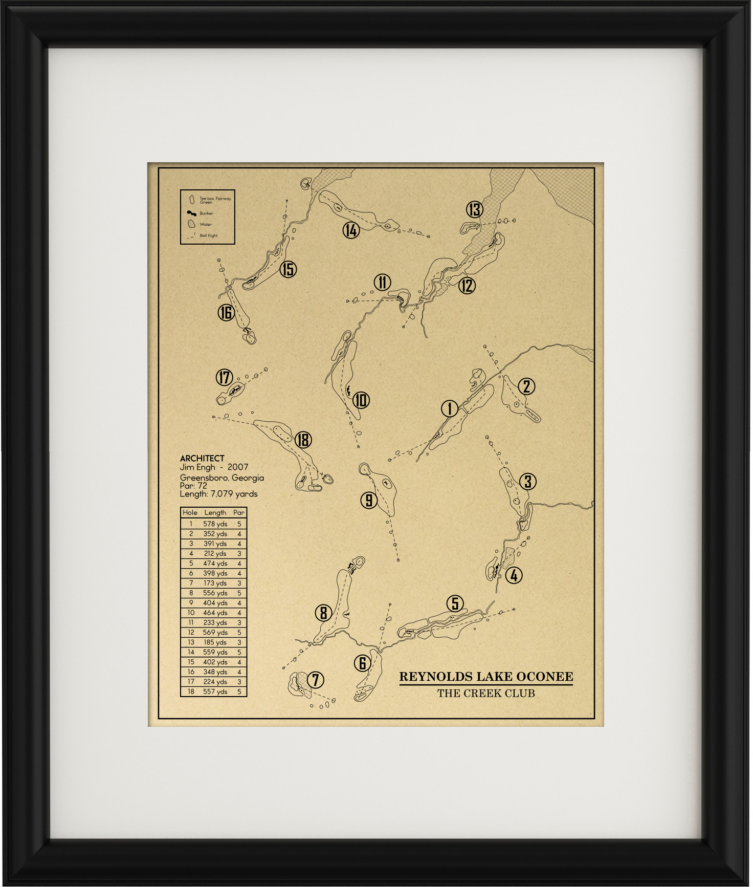 Reynolds Lake Oconee The Creek Club Outline (Print) – GolfBlueprints