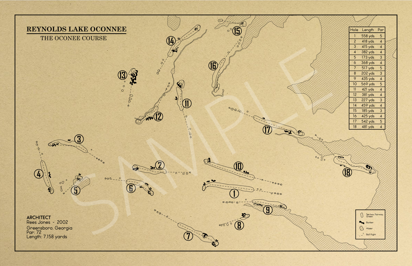 Reynolds Lake Oconee Oconee Course Outline (Print) – GolfBlueprints