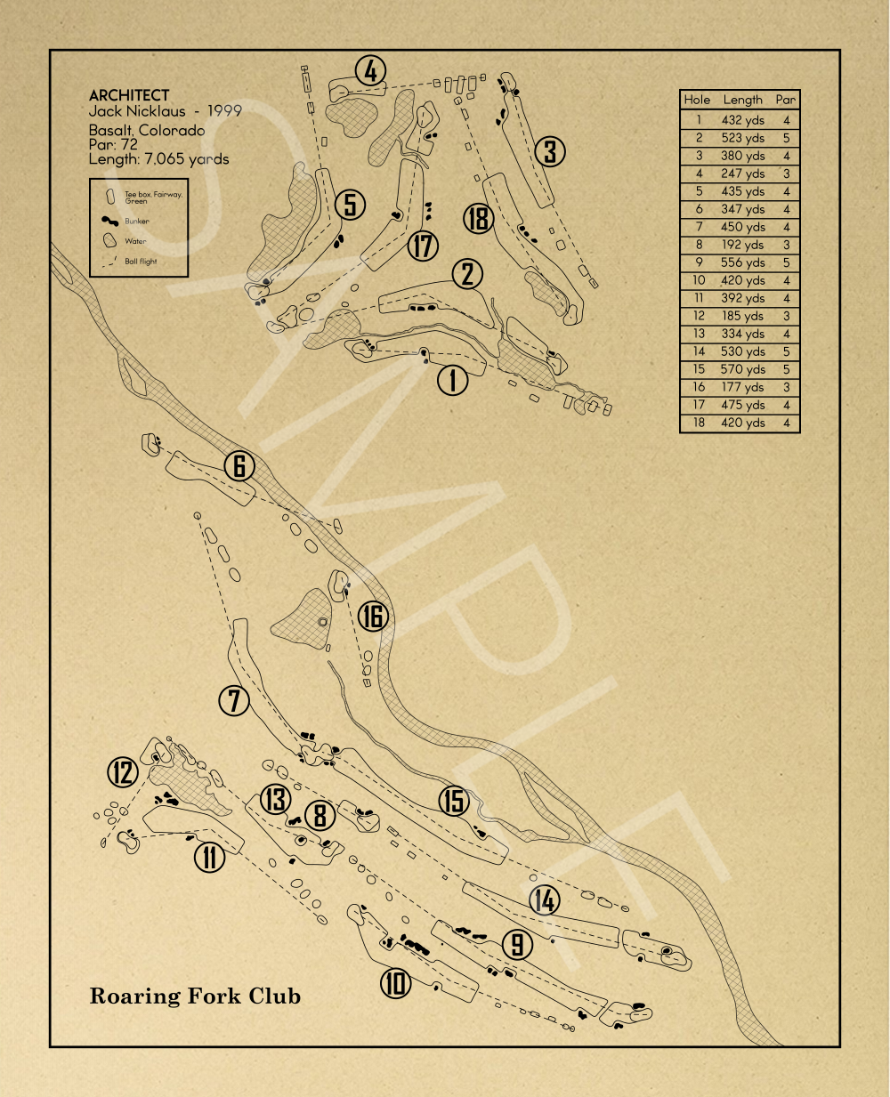 Roaring Fork Club Outline (Print) – GolfBlueprints