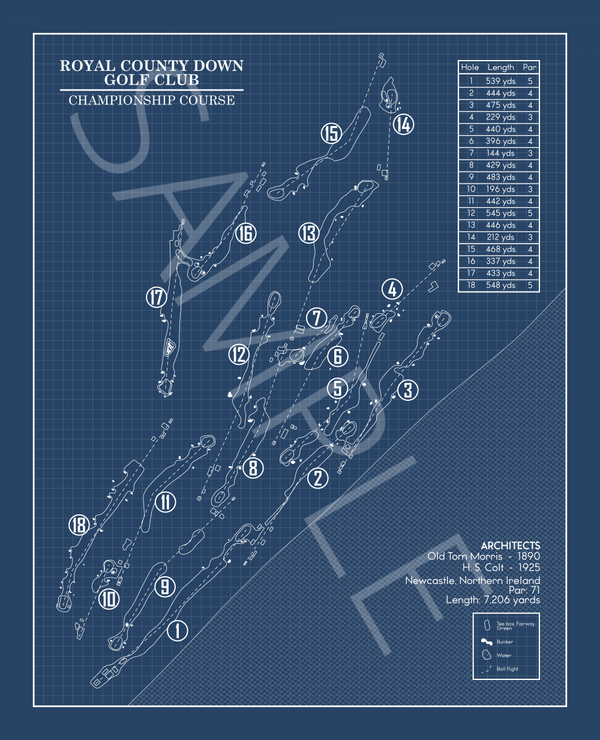 Royal County Down Golf Club Championship Course Blueprint (Print ...