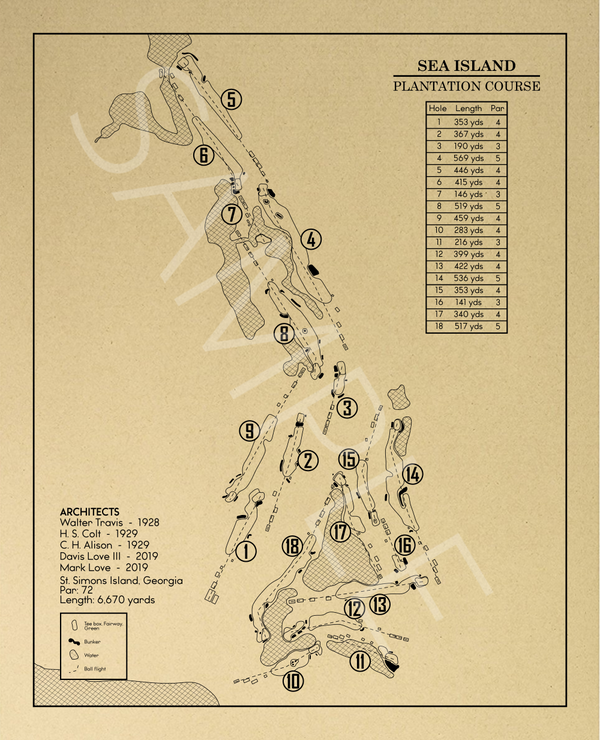 Plantation at Sea Island Golf Club Outline (Print) – GolfBlueprints