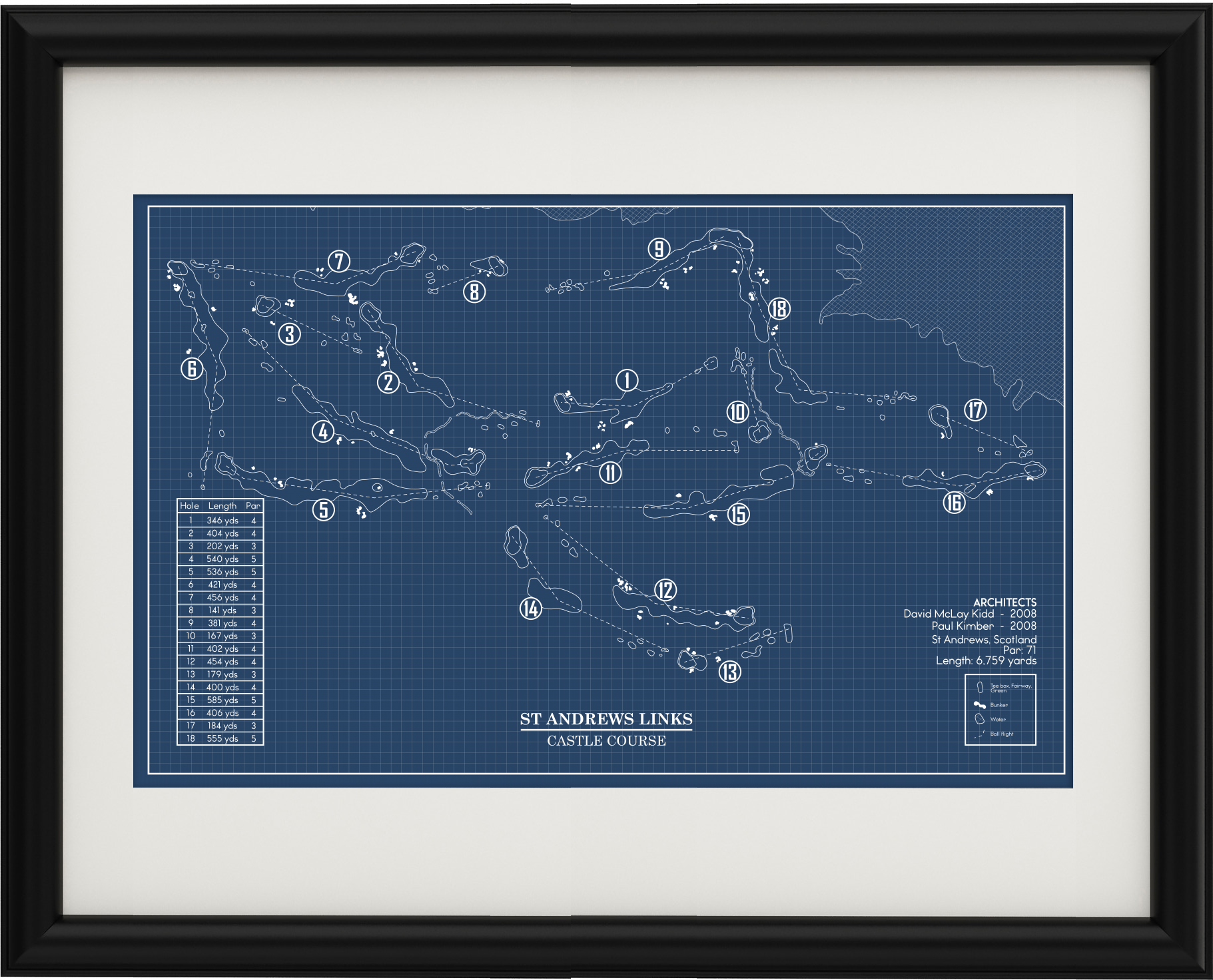 St Andrews Castle Course Blueprint (Print) – GolfBlueprints
