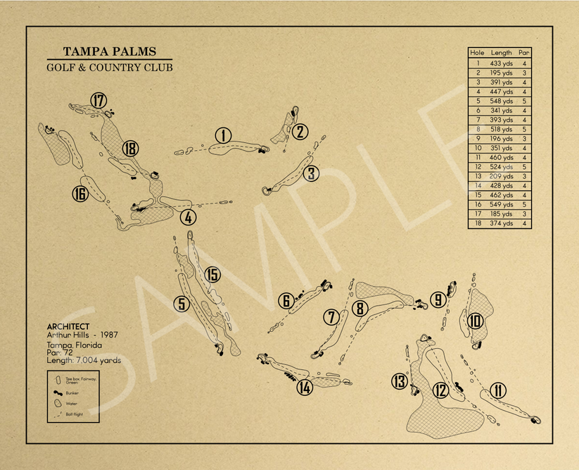 Tampa Palms Golf & Country Club Outline (Print) – GolfBlueprints