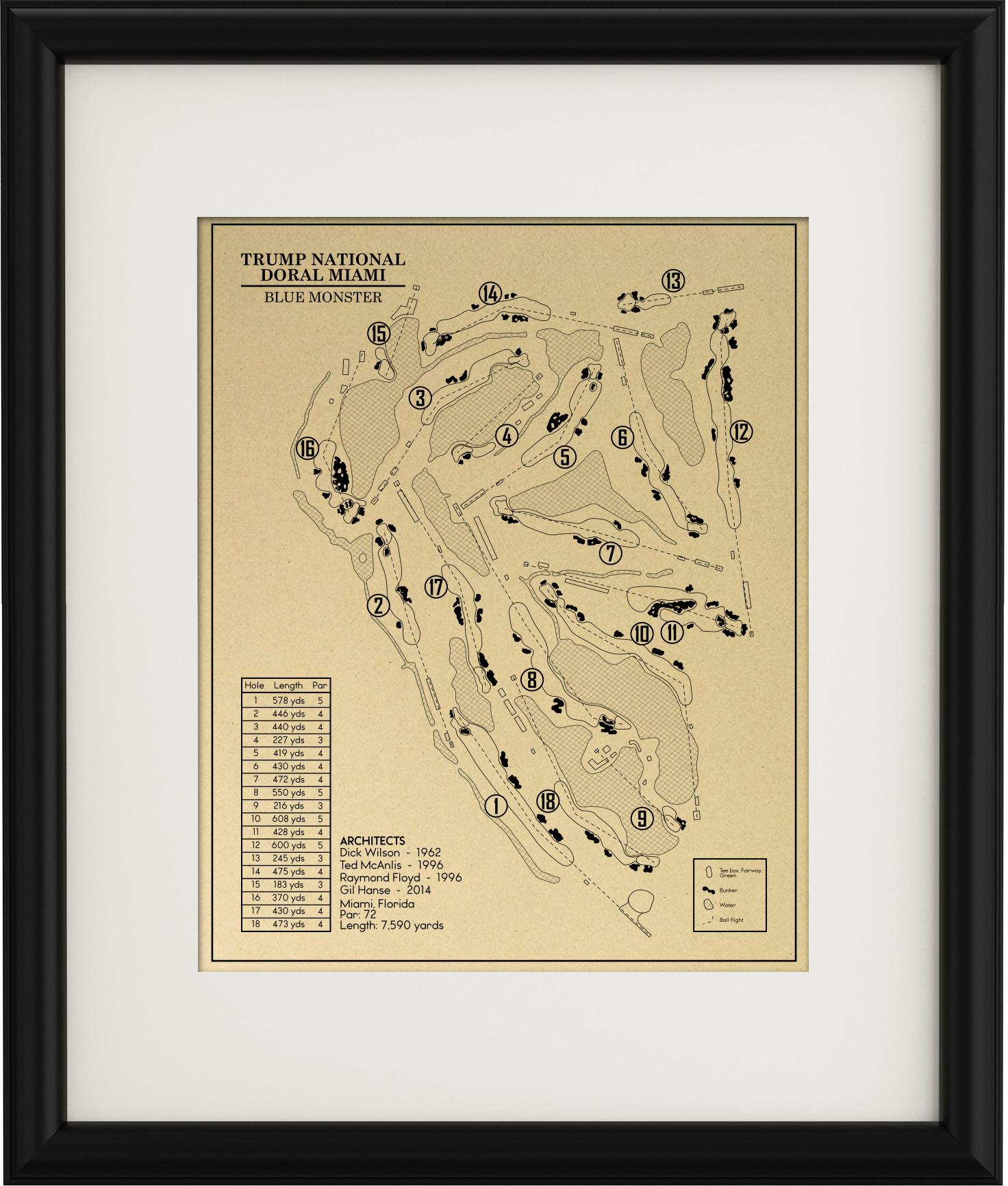 Trump National Doral Miami Blue Monster Outline (Print) – GolfBlueprints