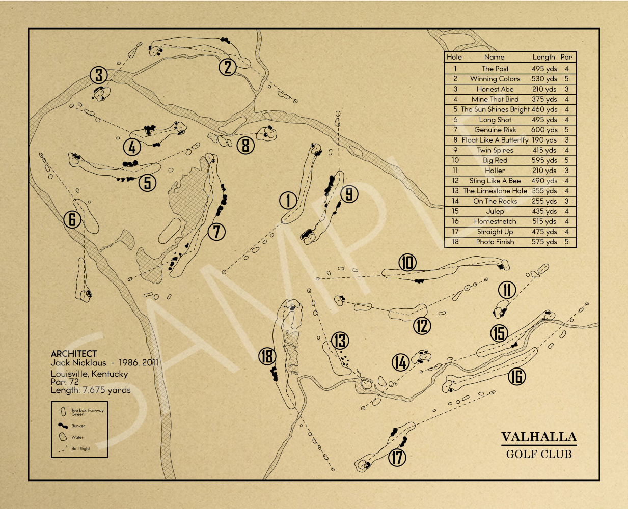 Valhalla Golf Club Outline (Print) – GolfBlueprints