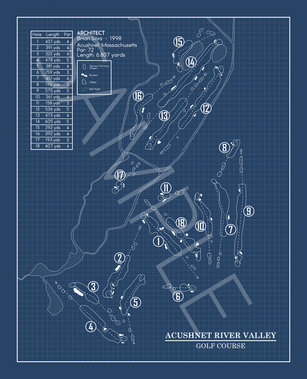 Acushnet River Valley Blueprint (Print) – GolfBlueprints