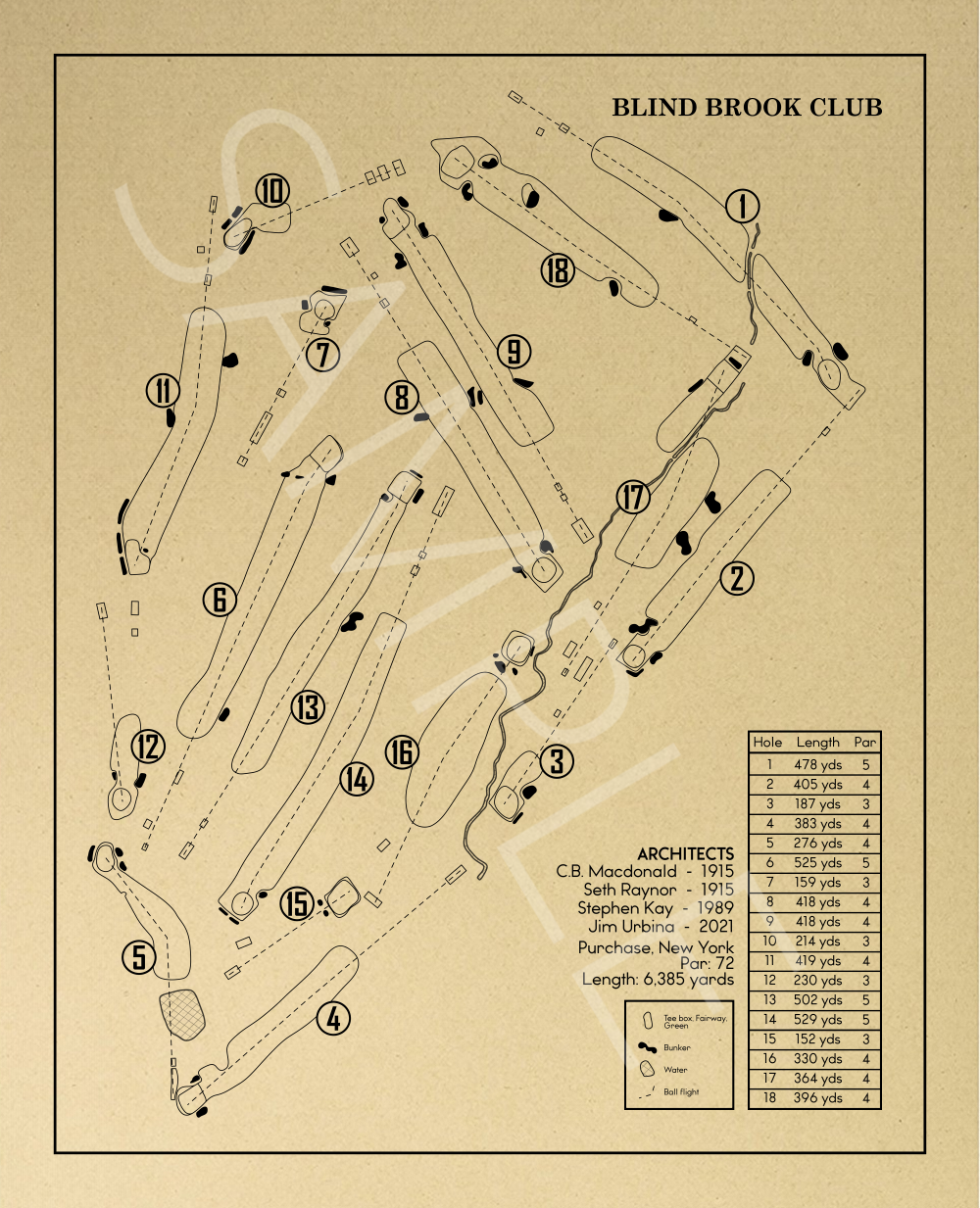 Blind Brook Club Outline (Print) – GolfBlueprints