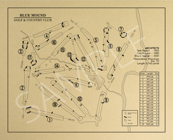 Blue Mound Golf & Country Club Outline (Print) – GolfBlueprints