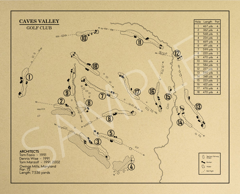 Caves Valley Golf Club Outline (Print) – GolfBlueprints