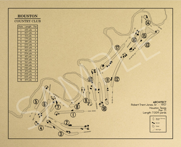 Houston Country Club Outline (Print) – GolfBlueprints